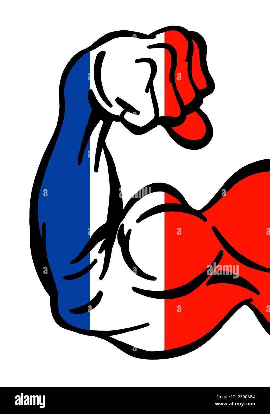 Muscular biceps painted with colors of French flag as metaphor - strong ...