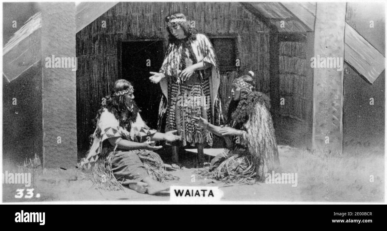 young Maori women singing traditional songs or waiata, from a cigarette ...