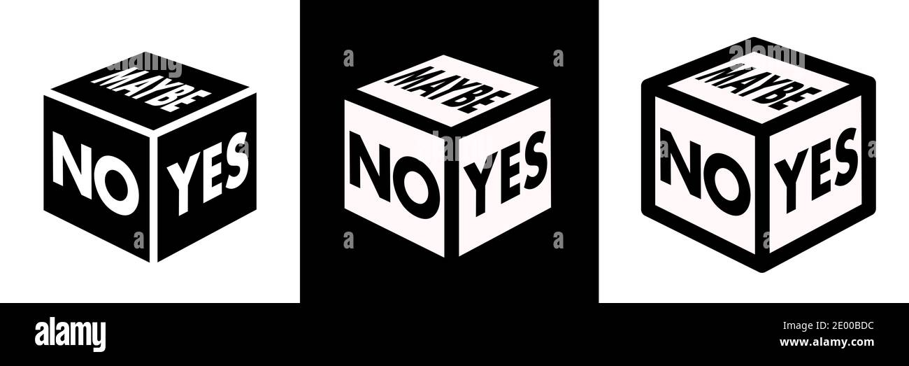 Cube with signs YES, NO, MAYBE. Metaphor of irresolution and indecision ...