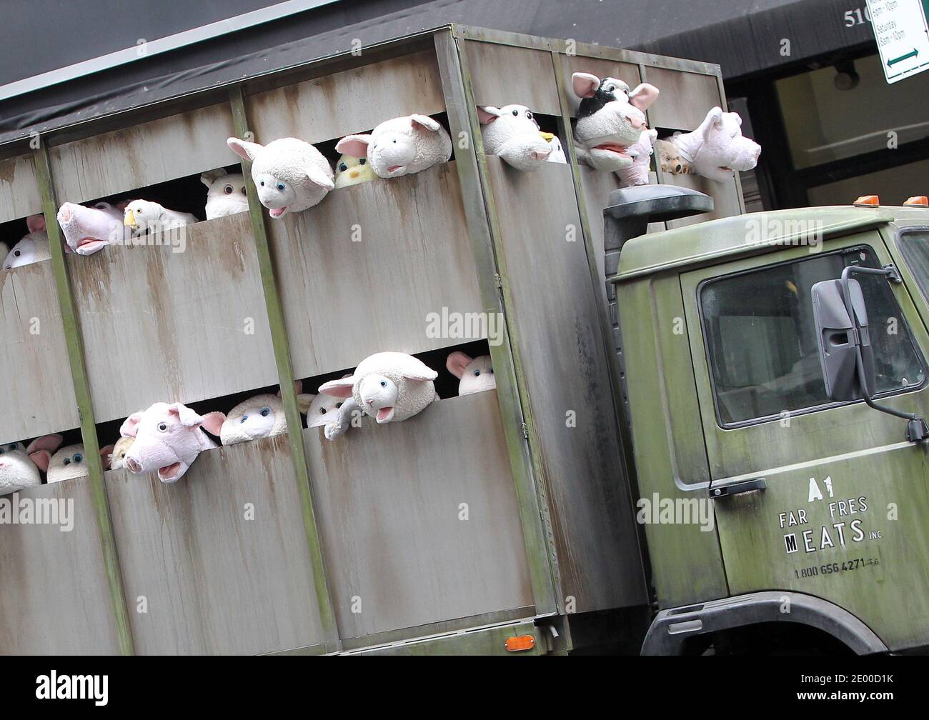 The Sirens of the Lambs truck by Street artist Bansky on Broadway in ...