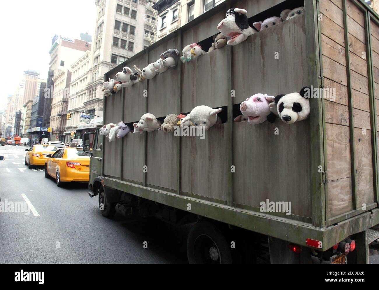 The Sirens of the Lambs truck by Street artist Bansky on Broadway in ...