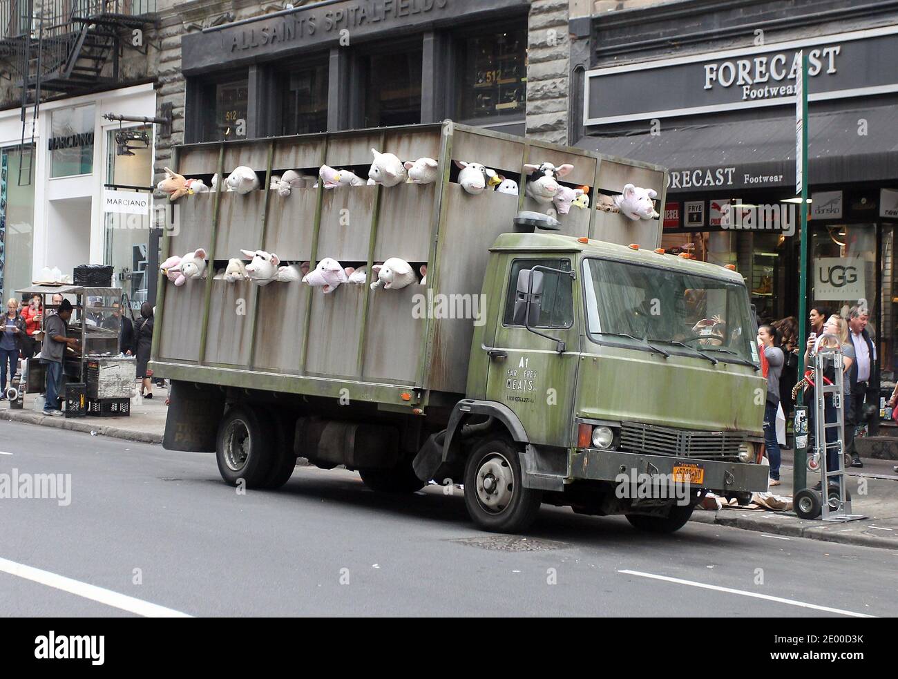 The Sirens of the Lambs truck by Street artist Bansky on Broadway in ...