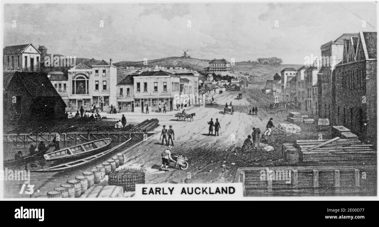 illustration of pioneering days in Auckland New Zealand; from a ...