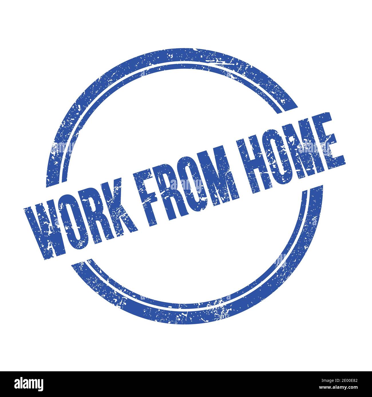 WORK FROM HOME text written on blue grungy vintage round stamp Stock ...