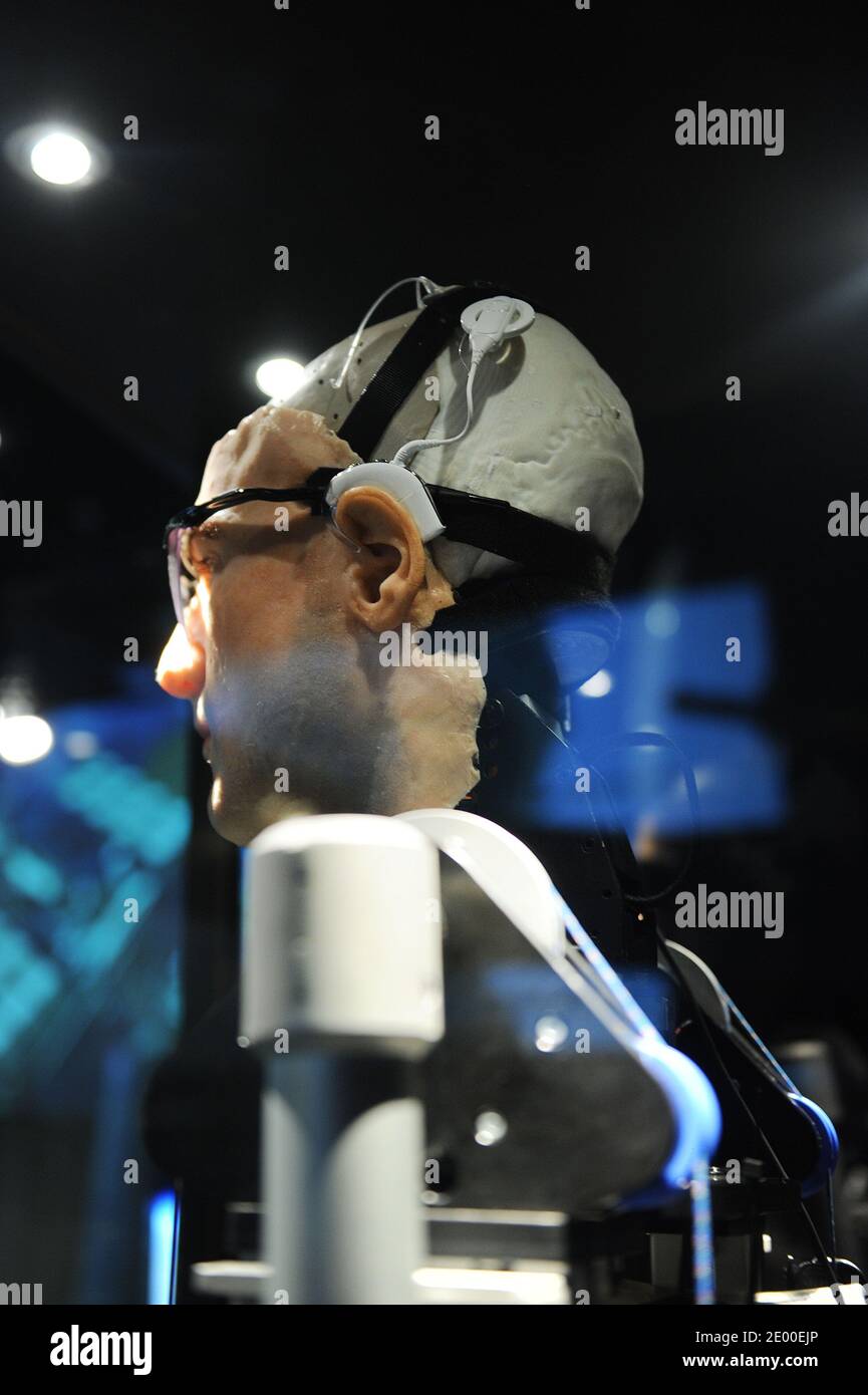 A first-ever walking, talking bionic man stands on display at the ...