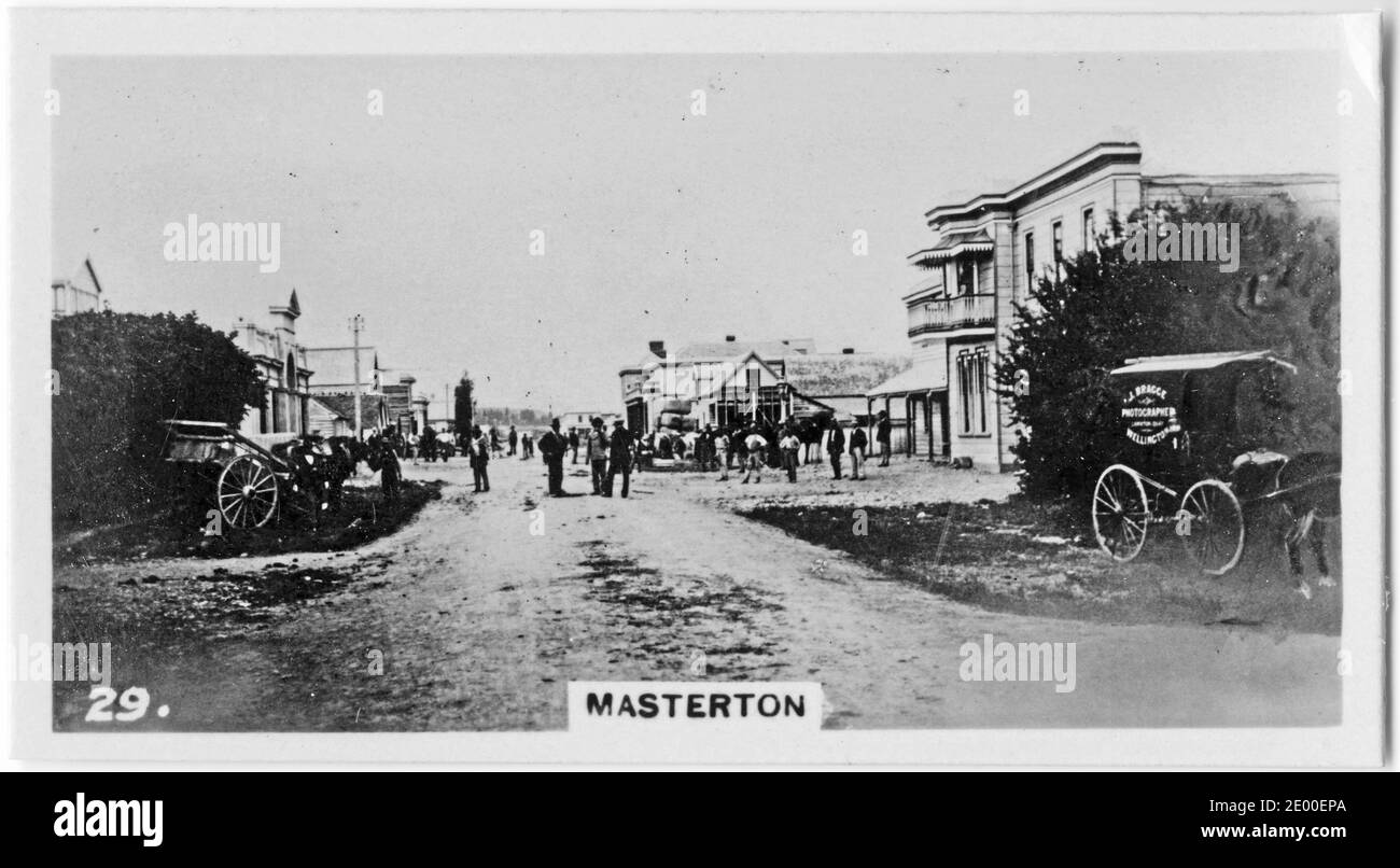 illustration of pioneering days in Masterton, New Zealand, ; from a ...