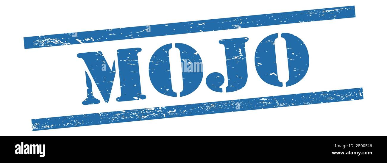 MOJO text on blue grungy vintage rubber stamp Stock Photo - Alamy