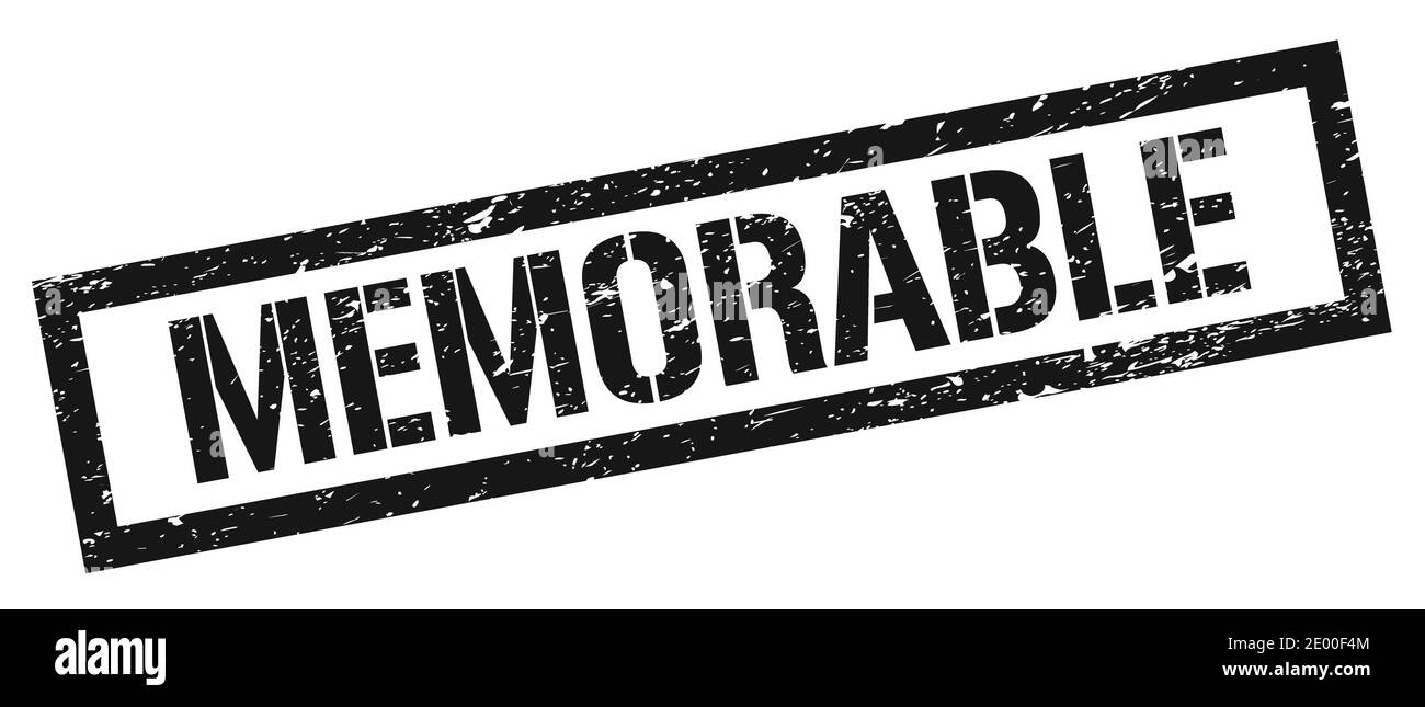MEMORABLE black grungy rectangle stamp sign Stock Photo - Alamy
