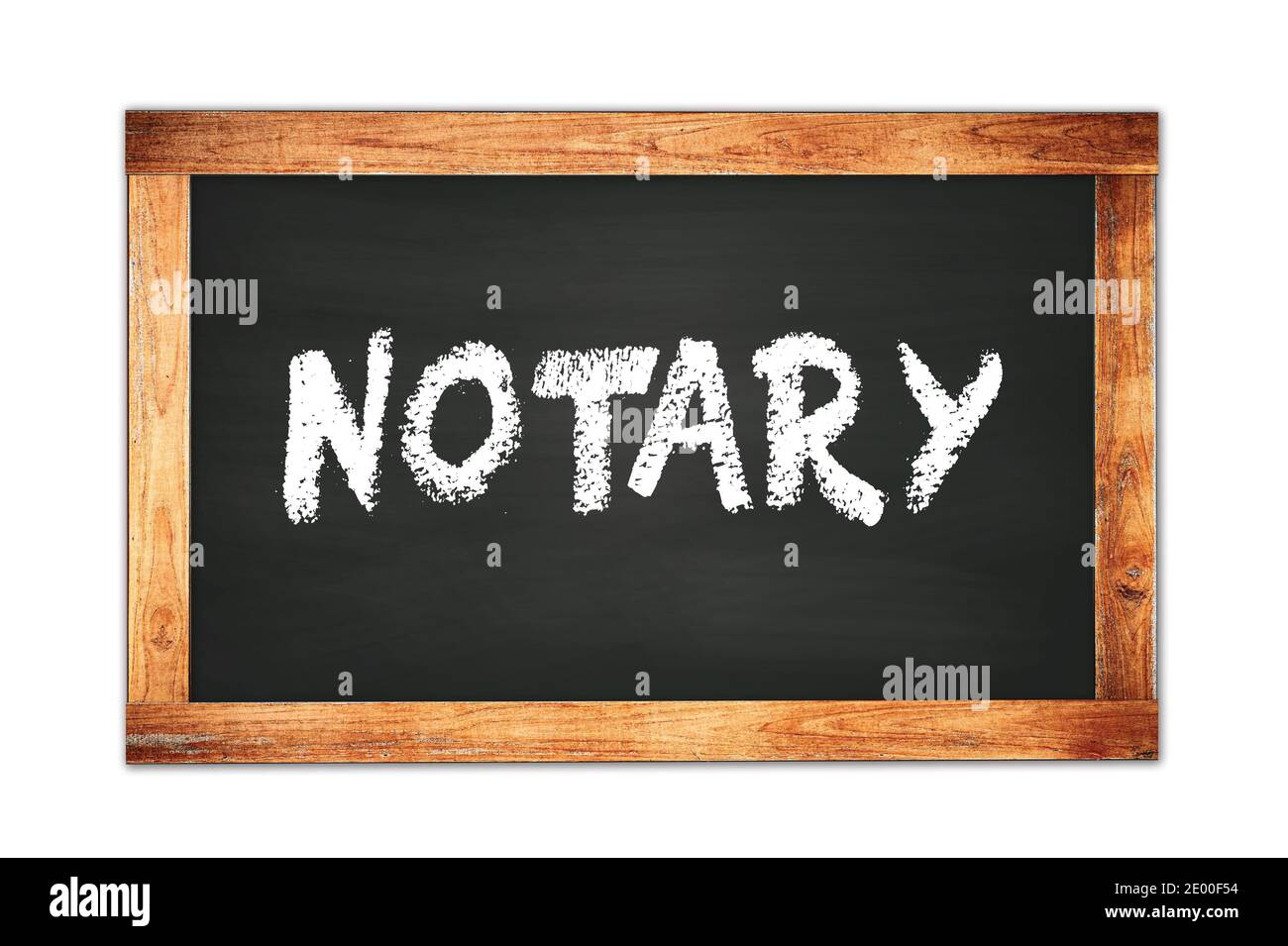 NOTARY text written on black wooden frame school blackboard Stock Photo ...