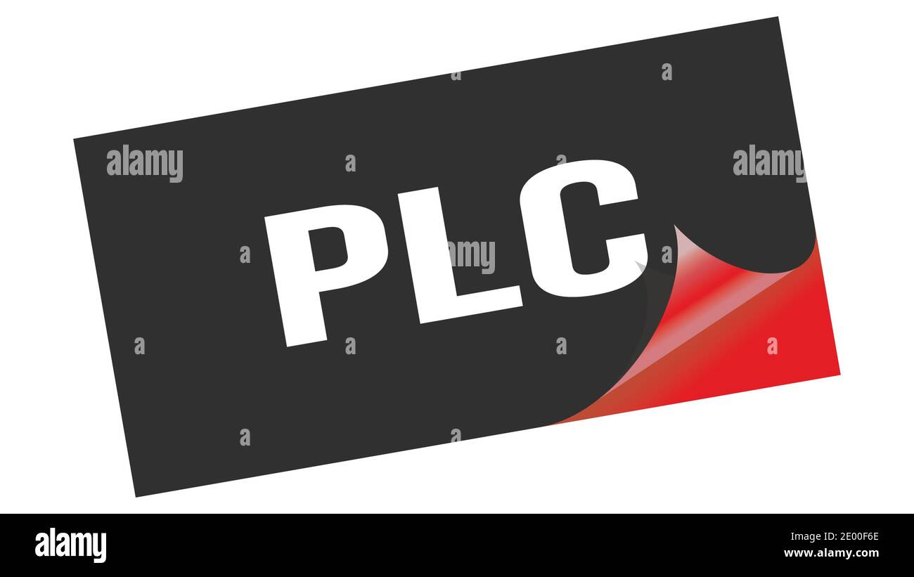 PLC text written on black red sticker stamp Stock Photo - Alamy
