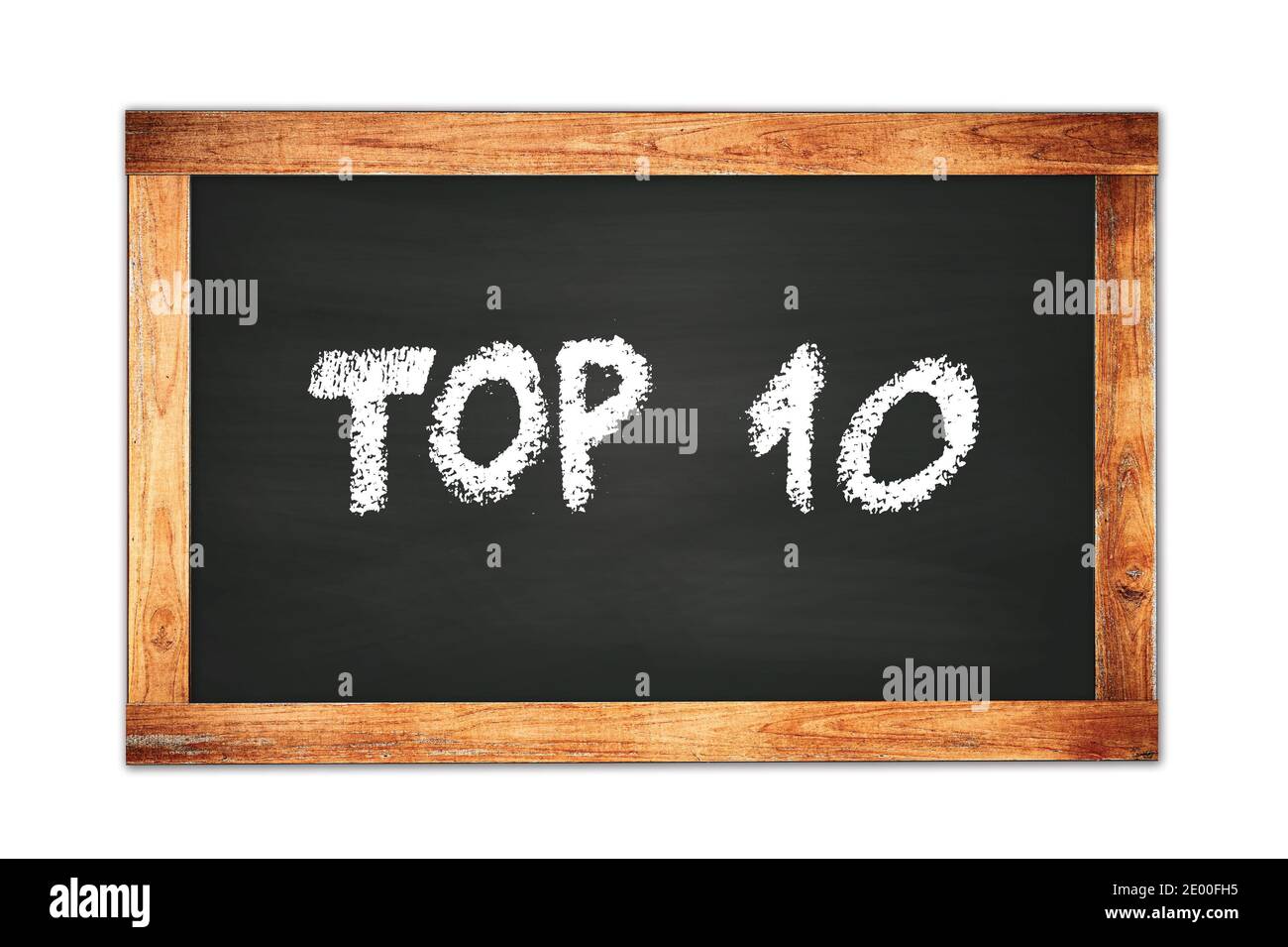 TOP 10 text written on black wooden frame school blackboard Stock Photo ...