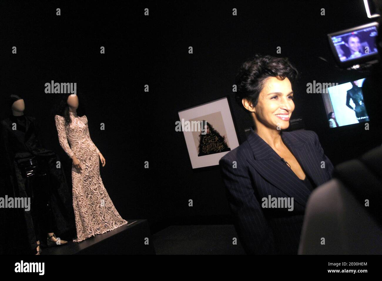 French actress and former model Farida Khelfa speaks to the medias ...