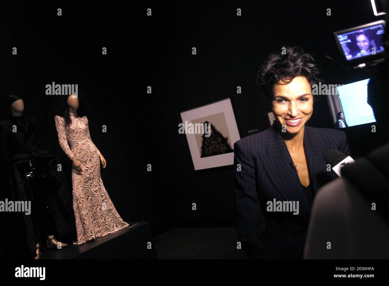 French actress and former model Farida Khelfa speaks to the medias ...