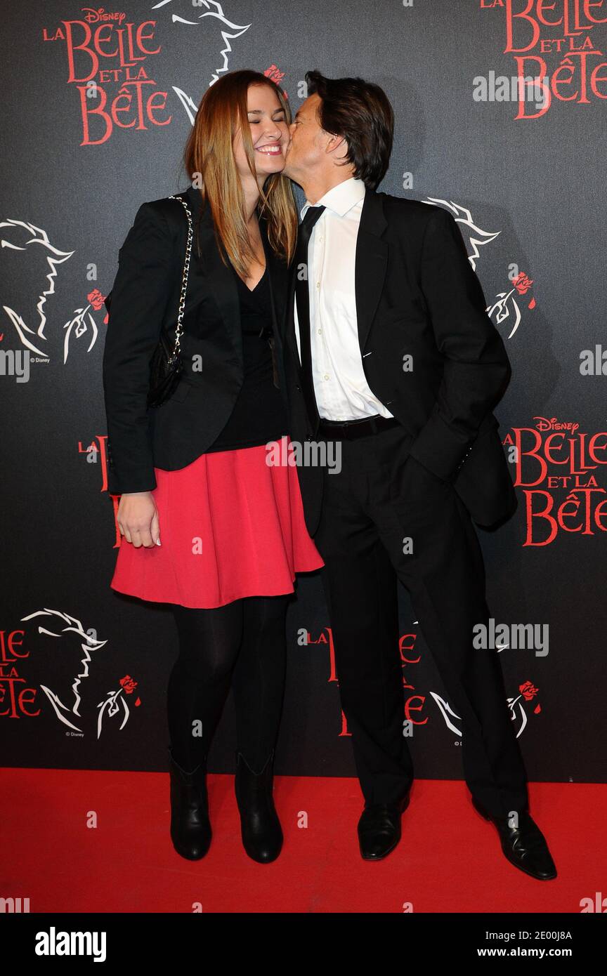 Vincent Perrot and wife attending the Disney 'La Belle et la Bete ...