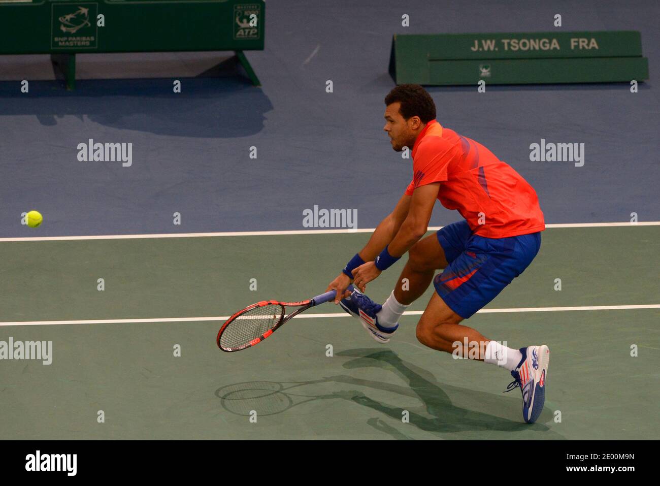 France's Jo-Wilfried Tsonga playing in the Second round of the BNP ...