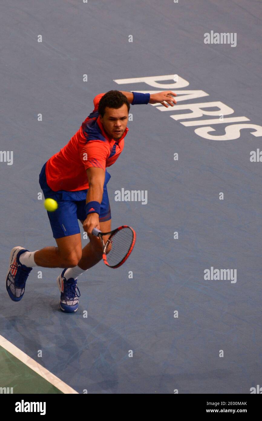 France's Jo-Wilfried Tsonga playing in the Second round of the BNP ...