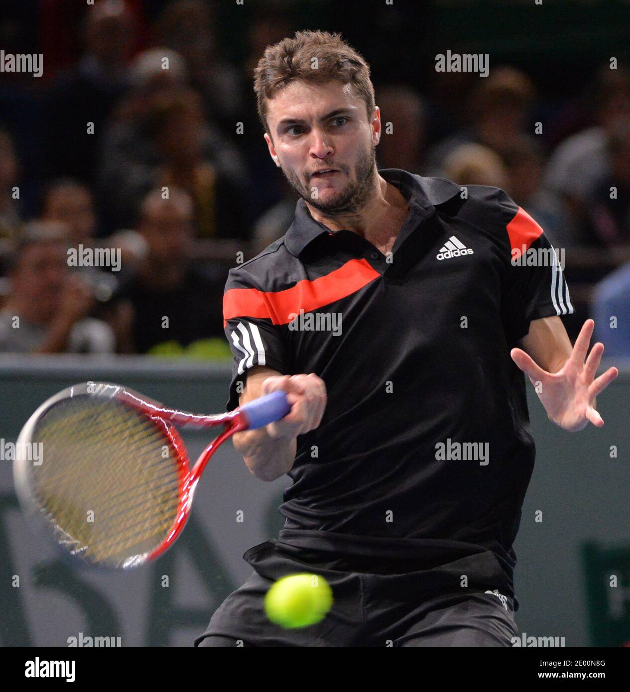 France's Gilles Simon playing in the second round of the BNP Paribas ...