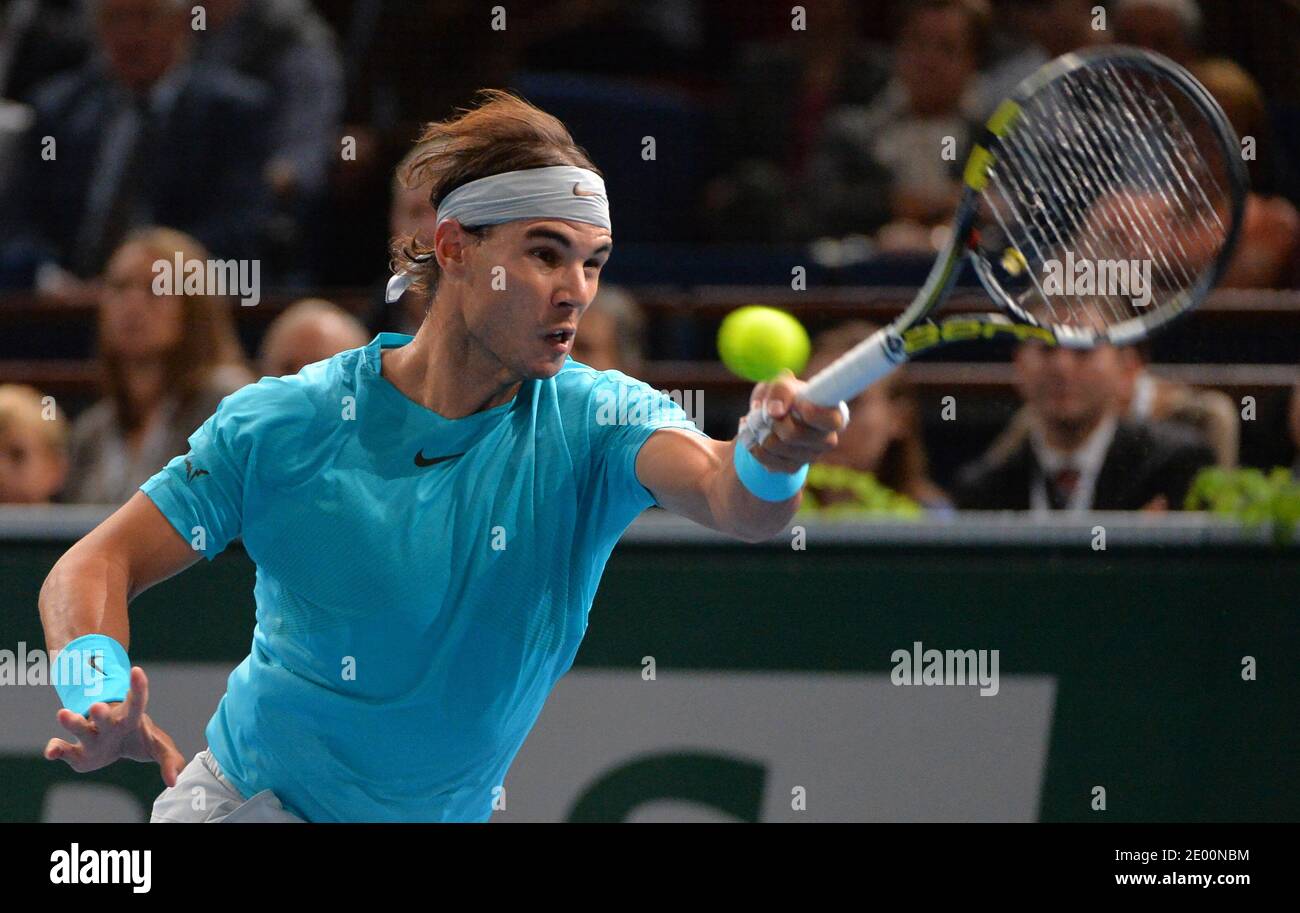 Spain's Rafael Nadal playing in the second round of the BNP Paribas ...
