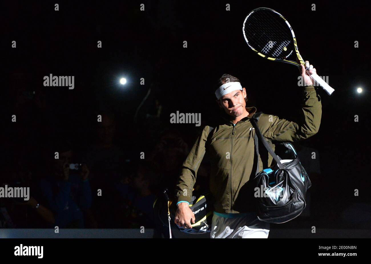 Spain's Rafael Nadal playing in the second round of the BNP Paribas ...