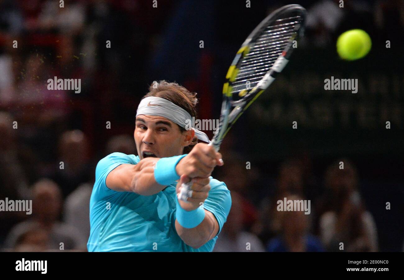 Spain's Rafael Nadal playing in the second round of the BNP Paribas ...