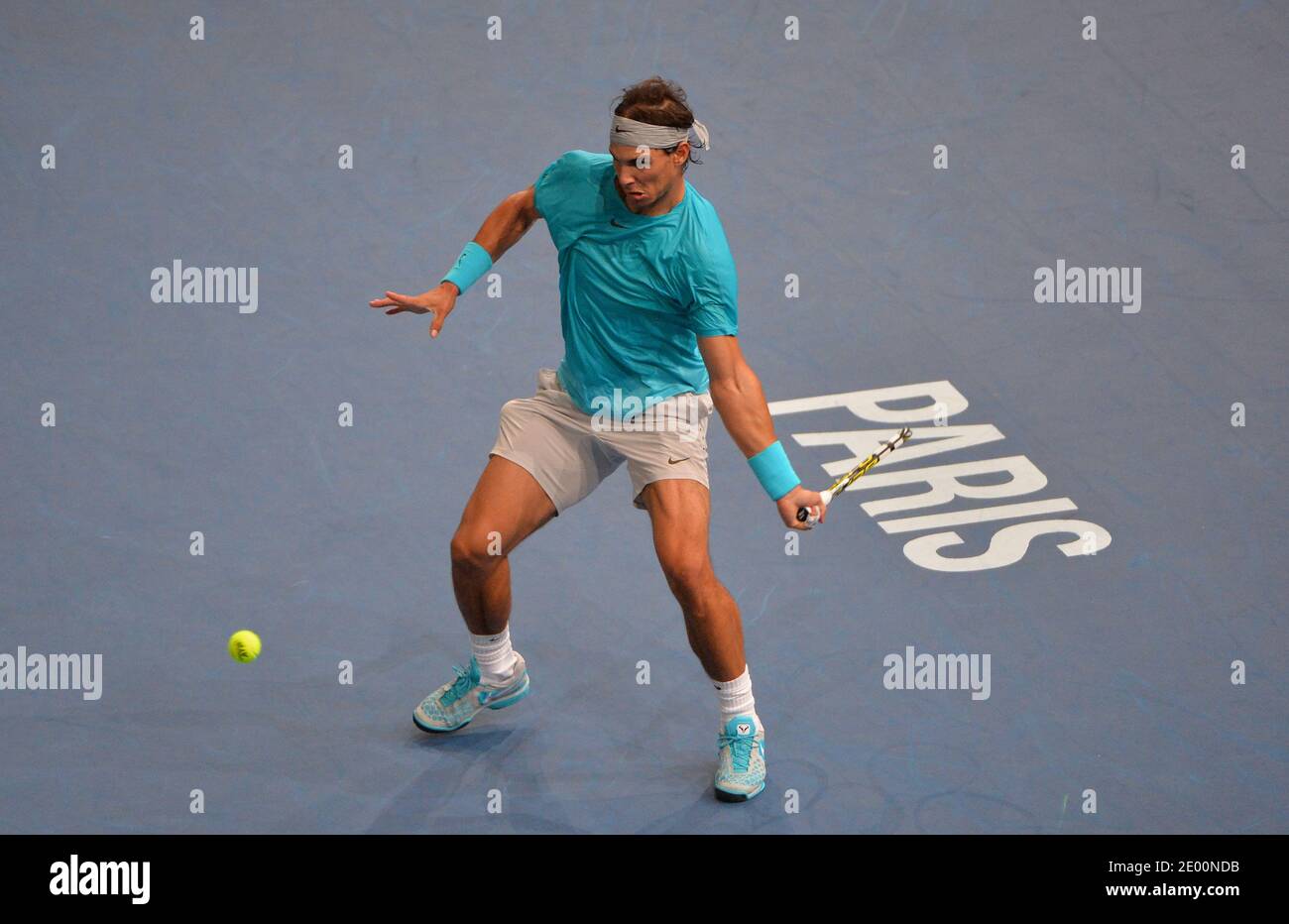 Spain's Rafael Nadal playing in the second round of the BNP Paribas ...