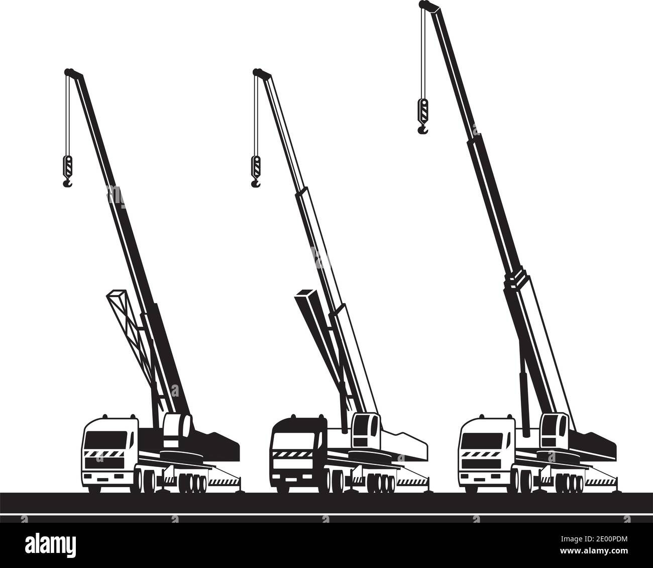 Different mobile cranes – vector illustration Stock Vector Image & Art ...