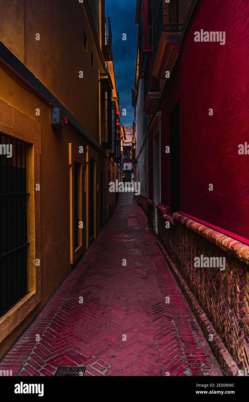 Colorful facades house of the old city center of Seville Stock Photo ...