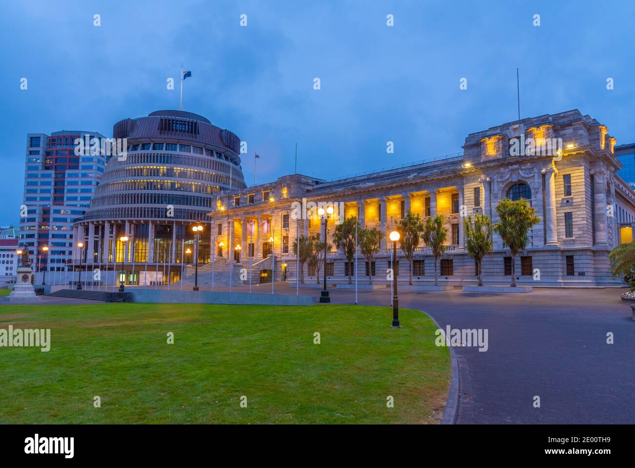 Sunset view of New Zealand Parliament Buildings in Wellington Stock ...