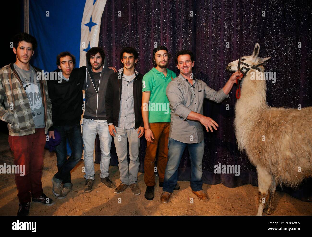 Romain, Loup, Stephan, Mathieu and Olivier pose for pictures along with ...