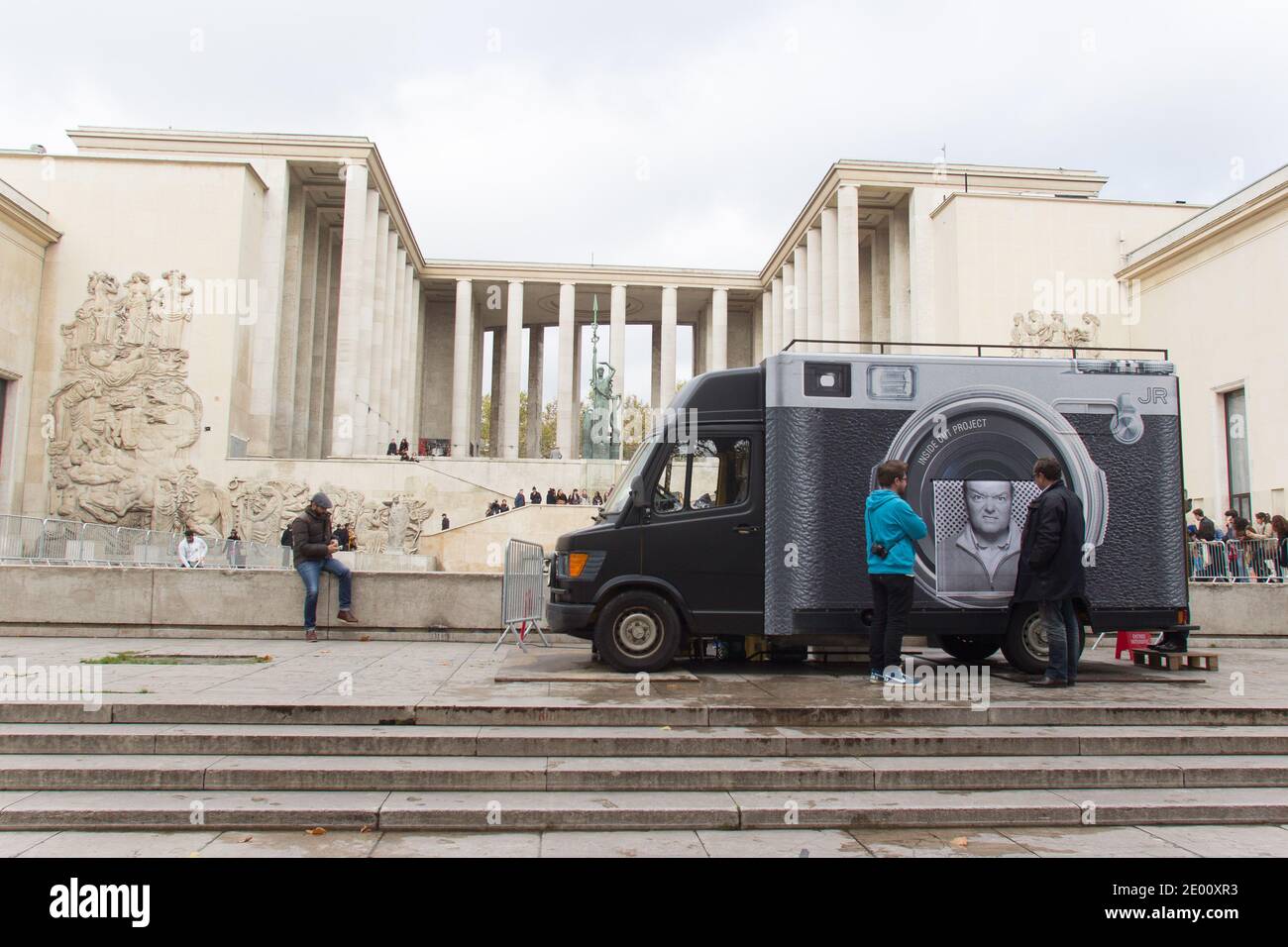 A view of the french artist JR public art installation at the Palais de ...