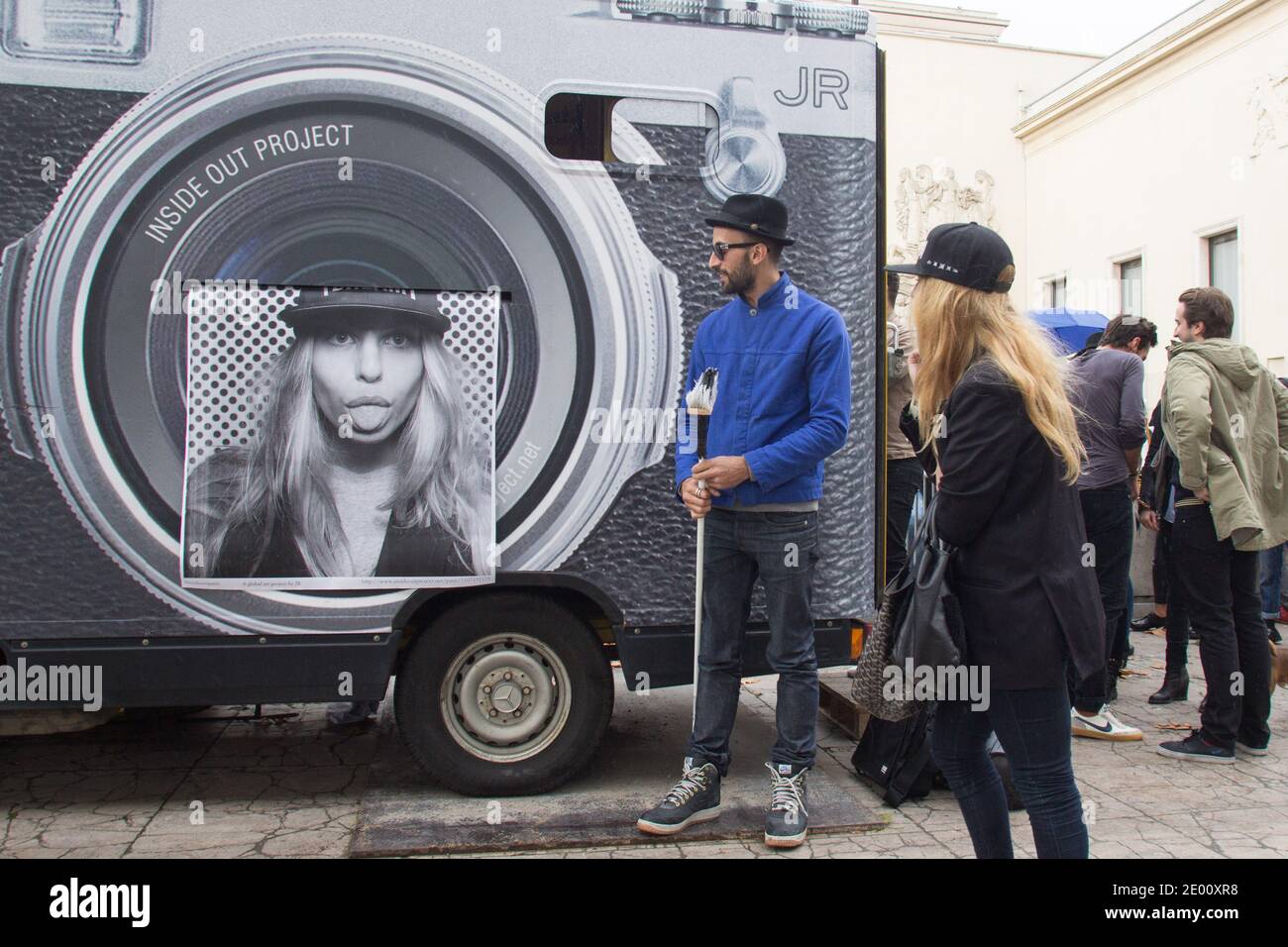 A view of the french artist JR public art installation at the Palais de ...