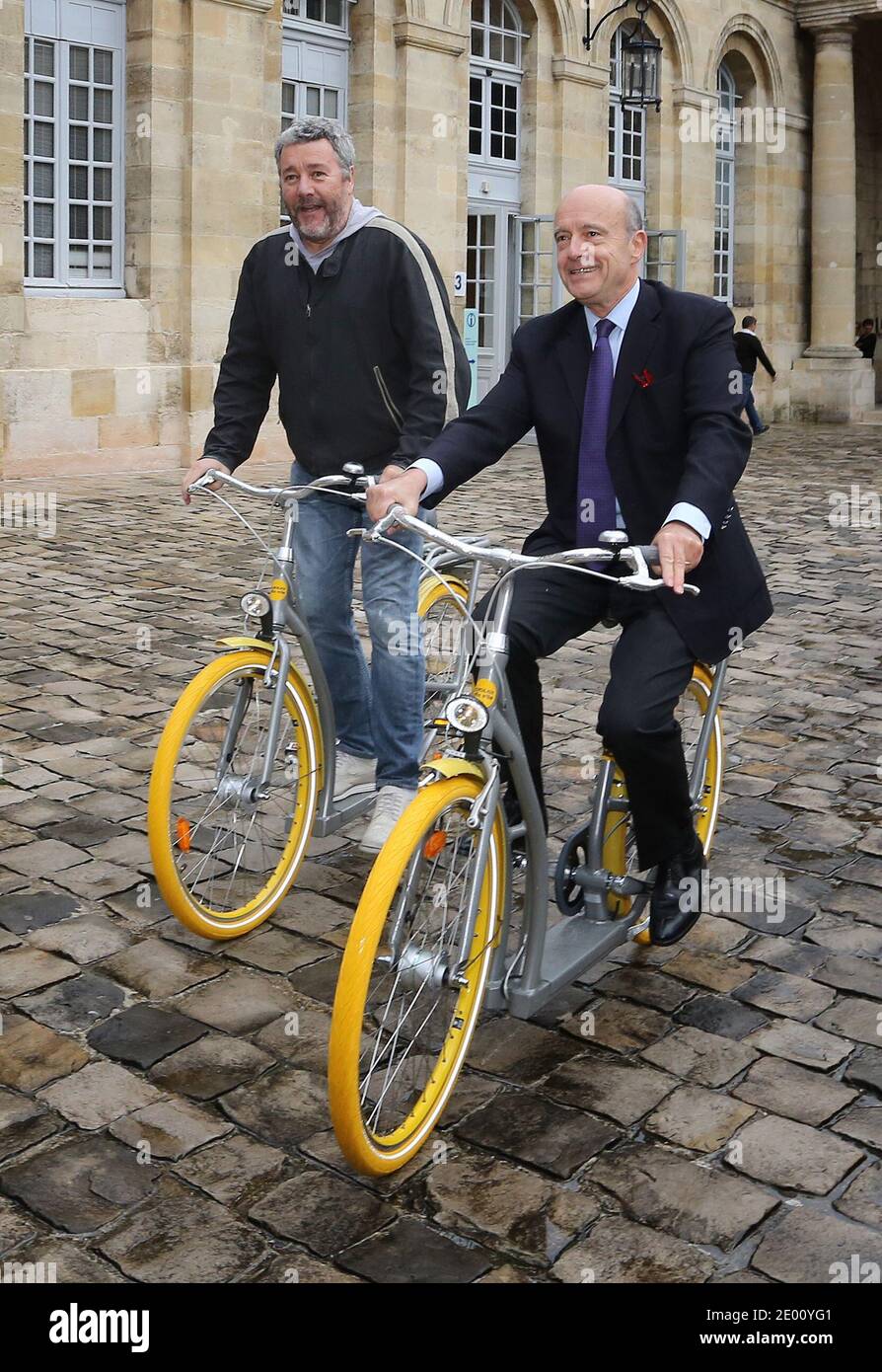 French designer Philippe Starck and Mayor of Bordeaux Alain Juppe take ...