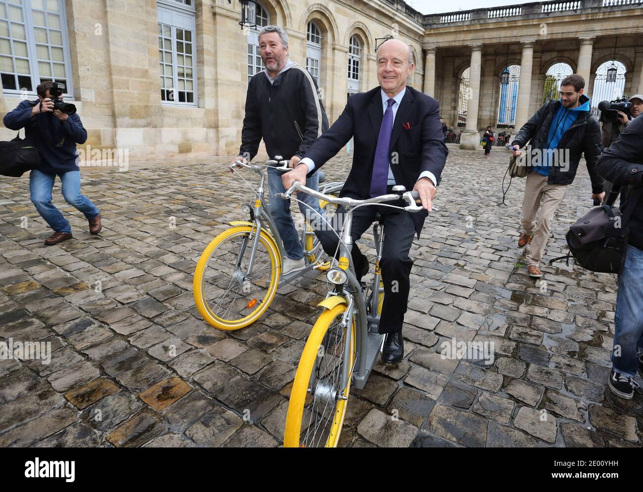 French designer Philippe Starck and Mayor of Bordeaux Alain Juppe take ...