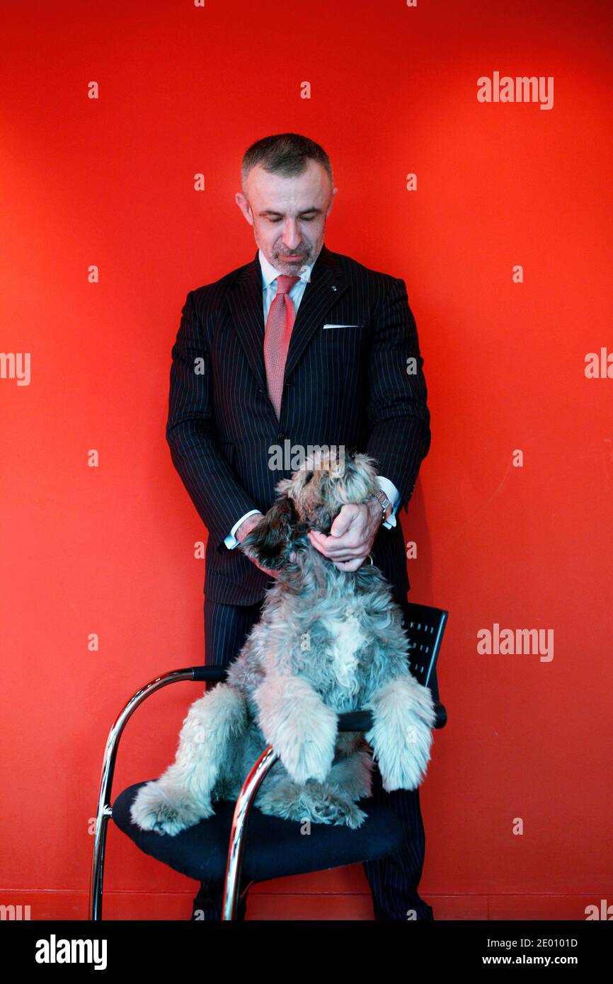 President of the Pompidou Centre, Alain Seban poses with his dog in his ...