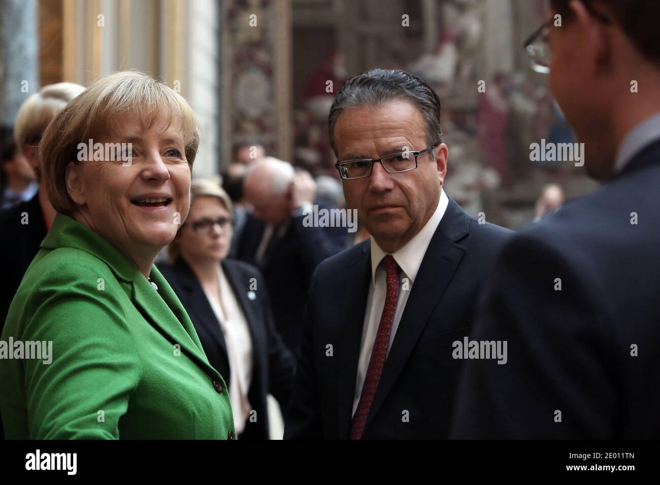 German Chancellor Angela Merkel attends a meeting on youth unemployment ...