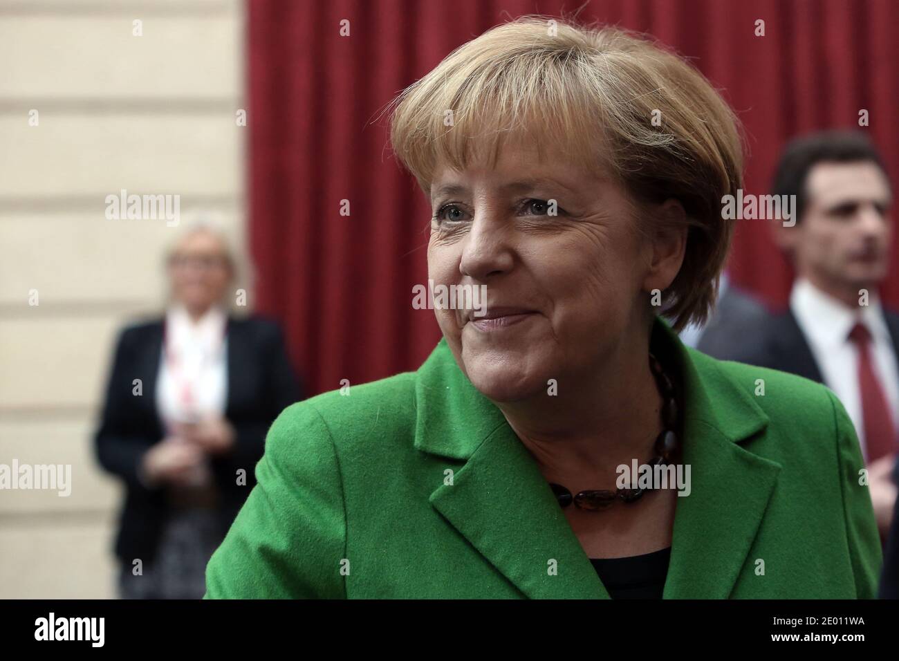 German Chancellor Angela Merkel attends a meeting on youth unemployment ...