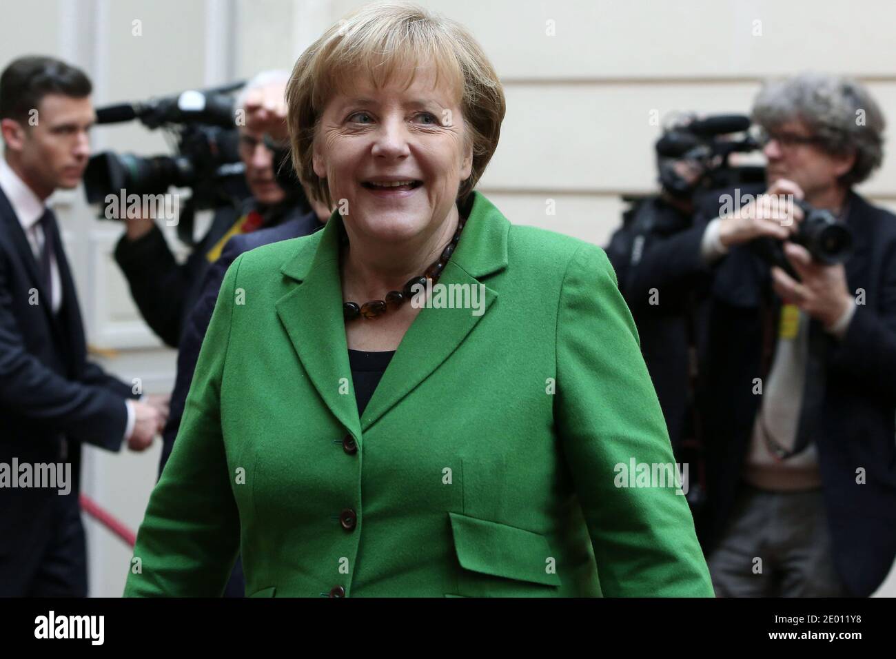 German Chancellor Angela Merkel attends a meeting on youth unemployment ...