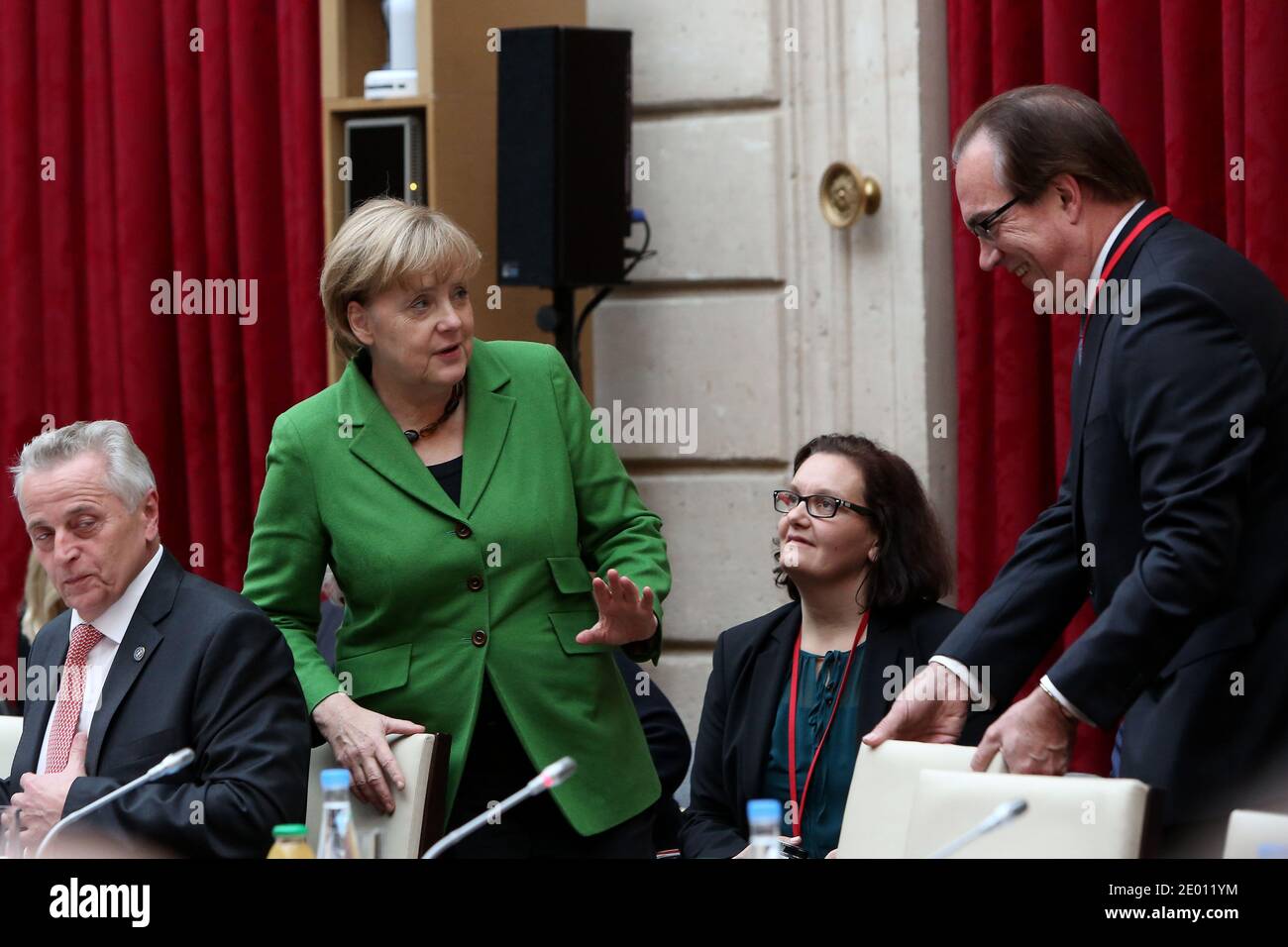 German Chancellor Angela Merkel attends a meeting on youth unemployment ...