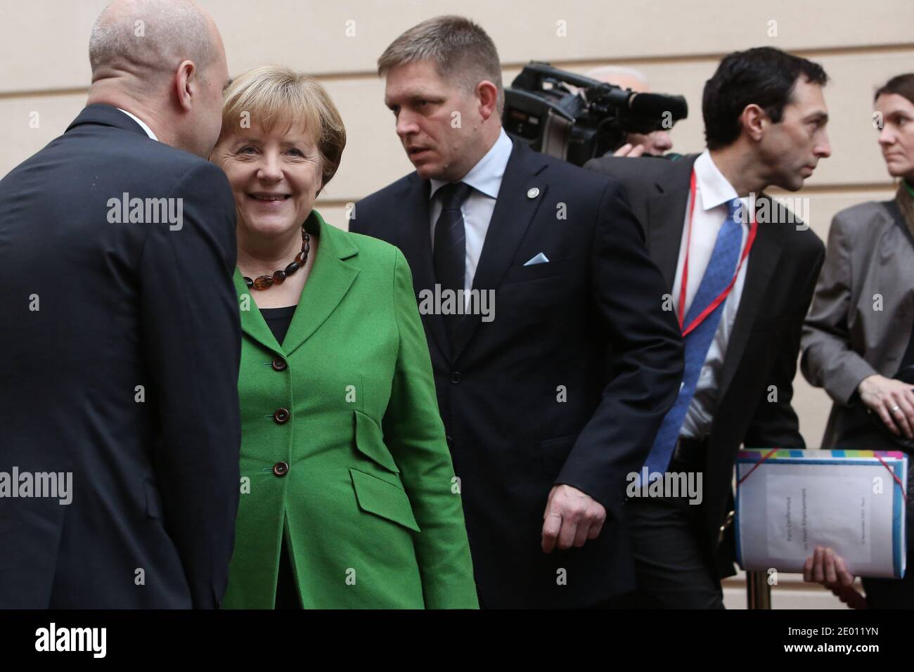 German Chancellor Angela Merkel attends a meeting on youth unemployment ...