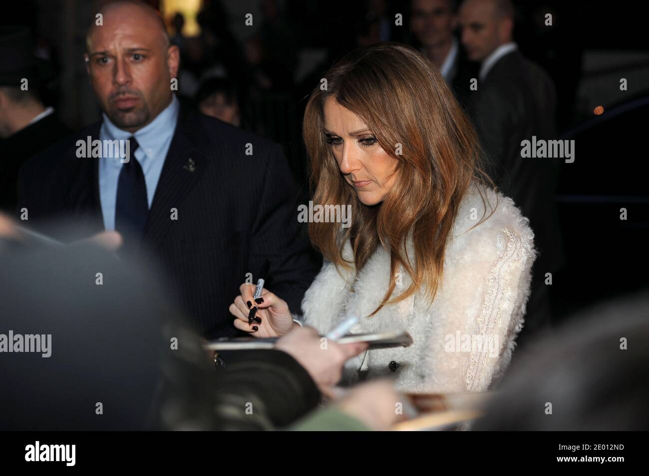 French-Canadian singer Celine Dion is seen leaving the Hotel Royal ...