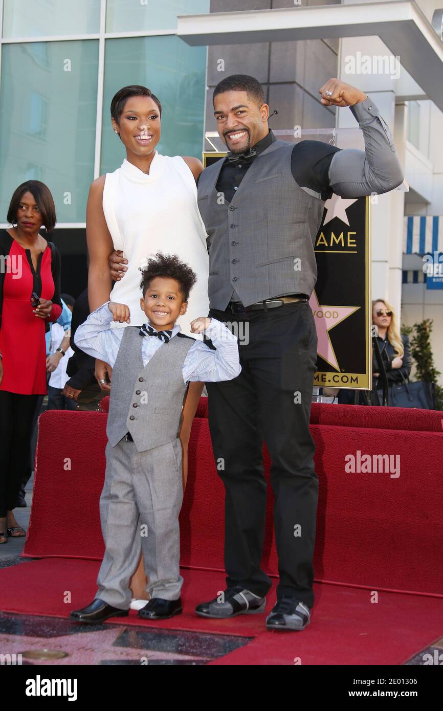 Jennifer Hudson, David Otunga and David Jr pose as she receives a star ...