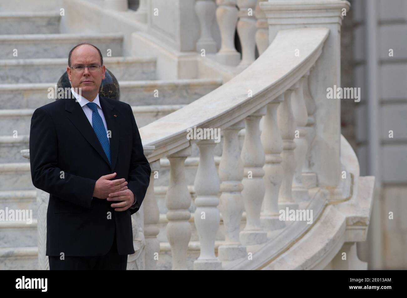 Prince Albert II of Monaco waits to welcome French President Francois ...