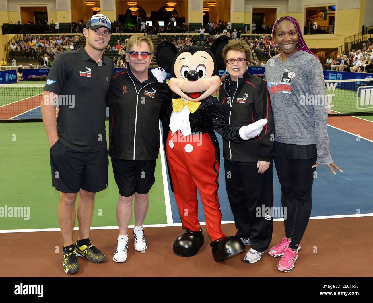 (L-R) Tennis star Andy Roddick, entertainer Sir Elton John, tennis ...
