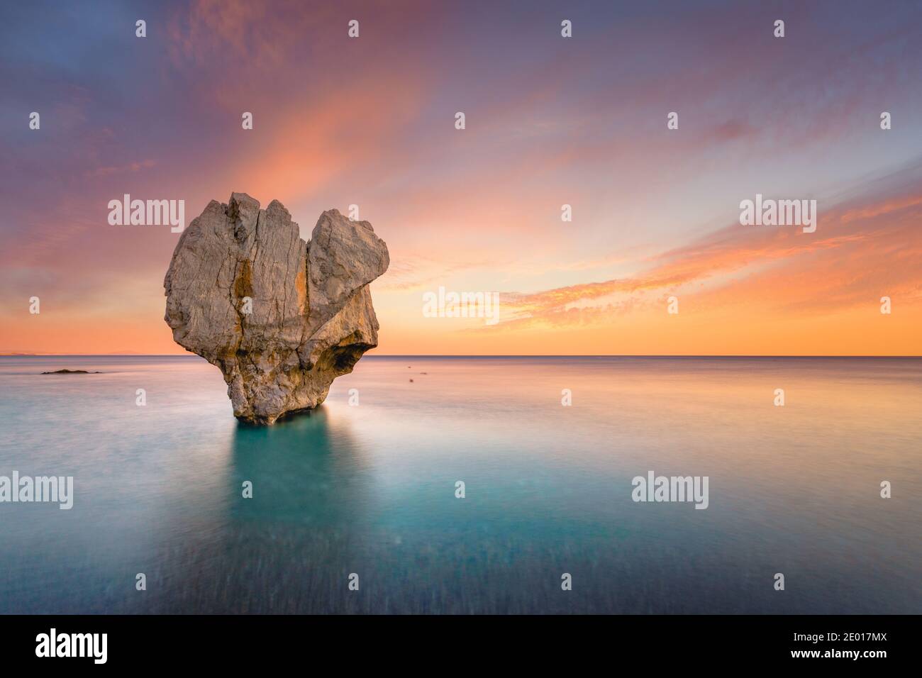 Lonely rock sculpture at the shape of heart, Preveli, Crete, Greece ...