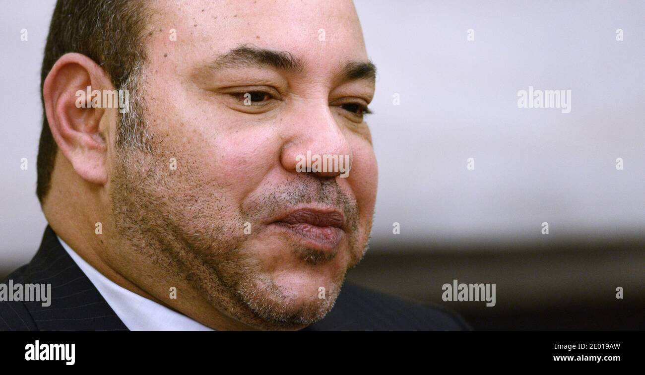 King Mohammed VI of Morocco looks on during a bilateral meeting with ...