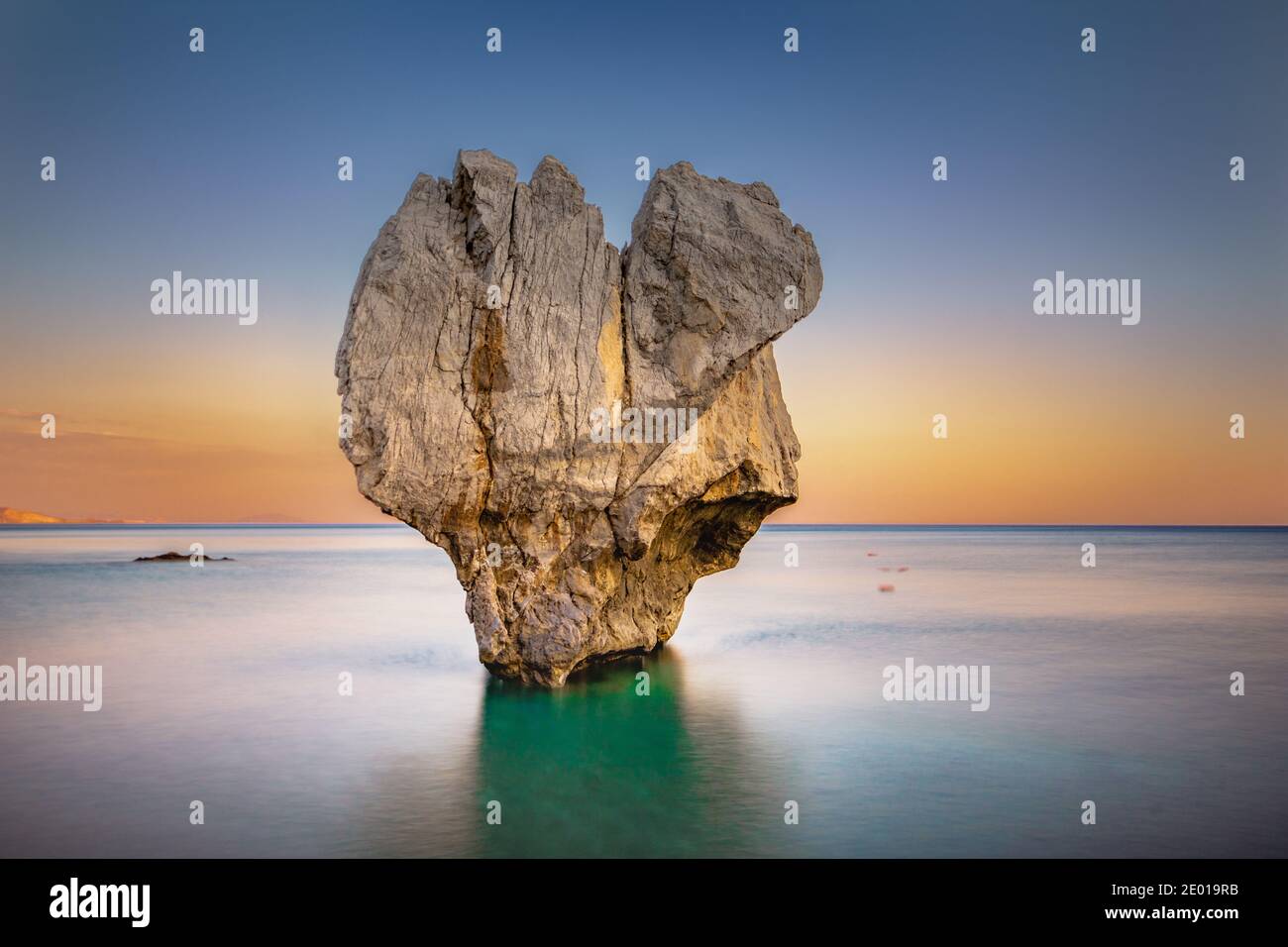 Lonely rock sculpture at the shape of heart, Preveli, Crete, Greece ...
