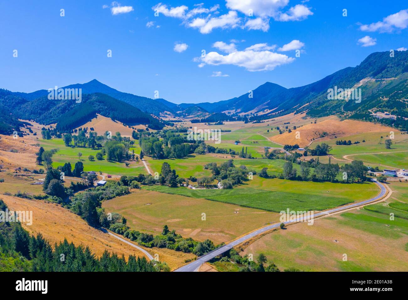 Aerial view of rural landscape of South Island in New Zealand Stock ...