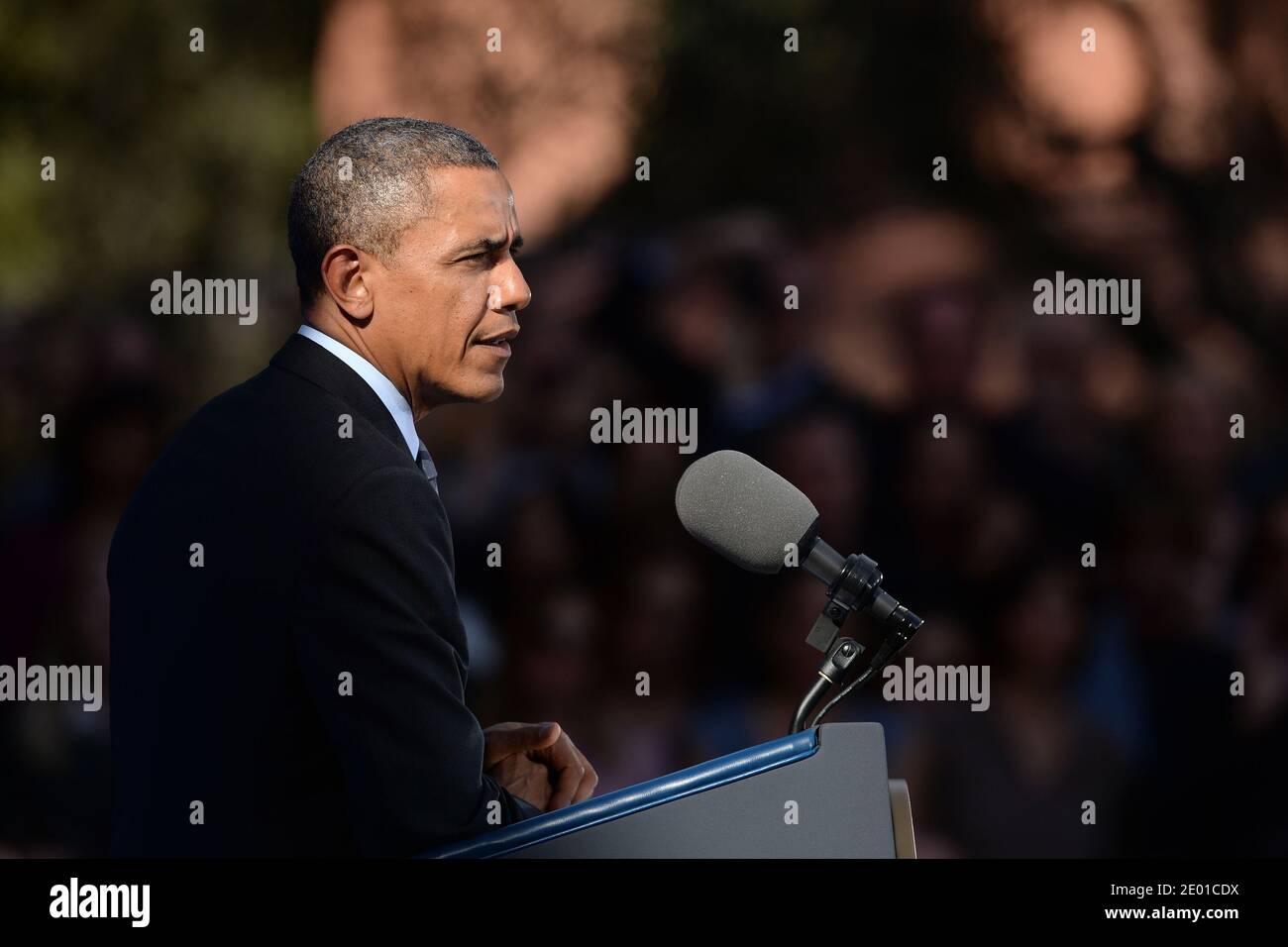 US President Barack Obama speaks on the economy at DreamWorks Animation ...