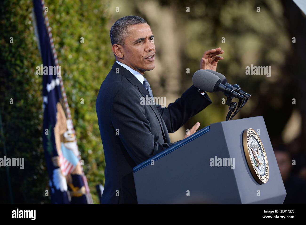 US President Barack Obama speaks on the economy at DreamWorks Animation ...