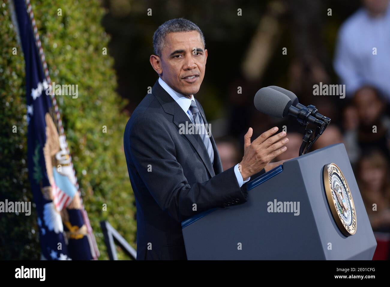 US President Barack Obama speaks on the economy at DreamWorks Animation ...